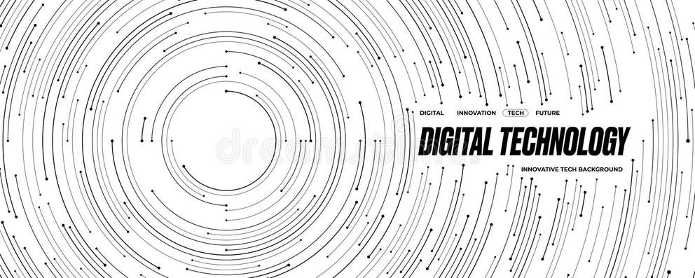 White Digital Background with Black Thin Lines and Circle Circuit Stock Illustration ...