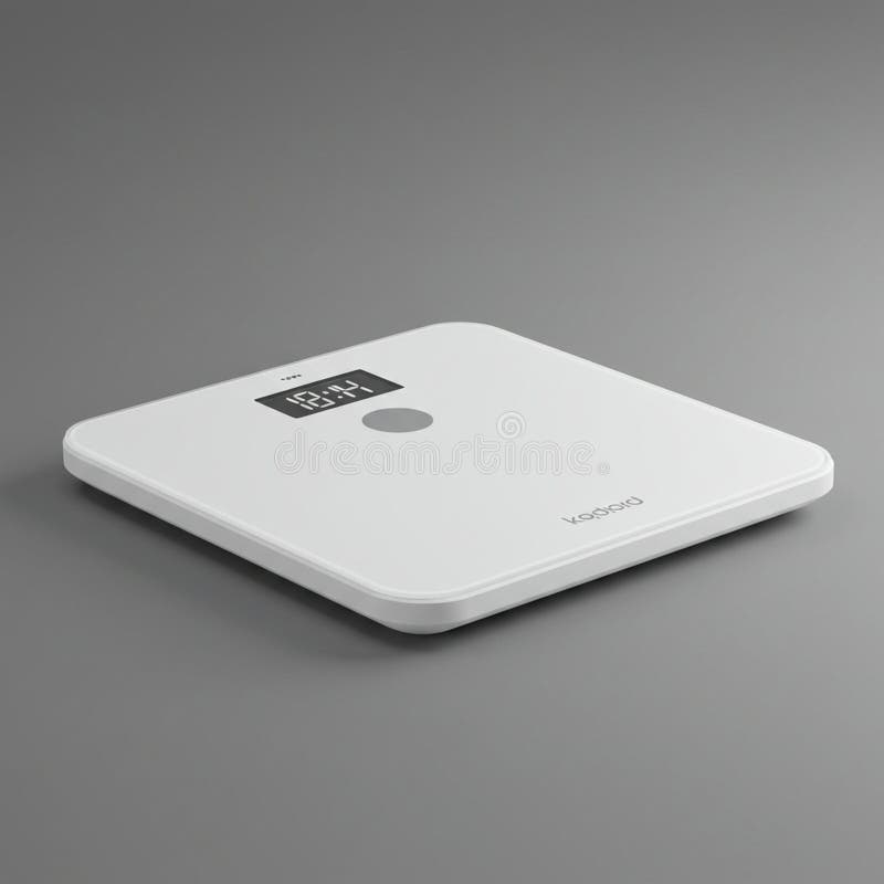 White Digital Bathroom Scale with a Slim, Rectangular Design and ...