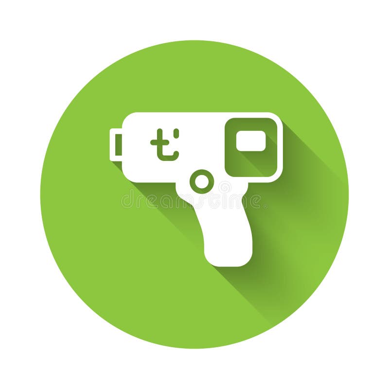 White Digital Contactless Thermometer with Infrared Light Icon Isolated ...