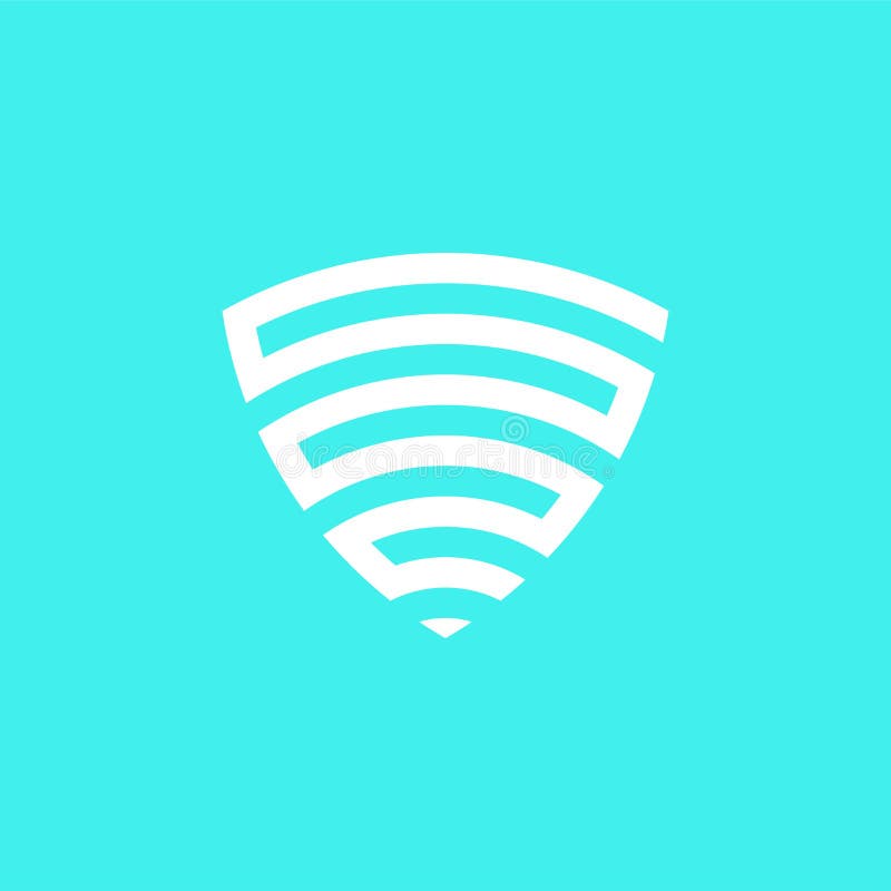 White Digital Illustration of a Shield Security Logo on a Blue ...