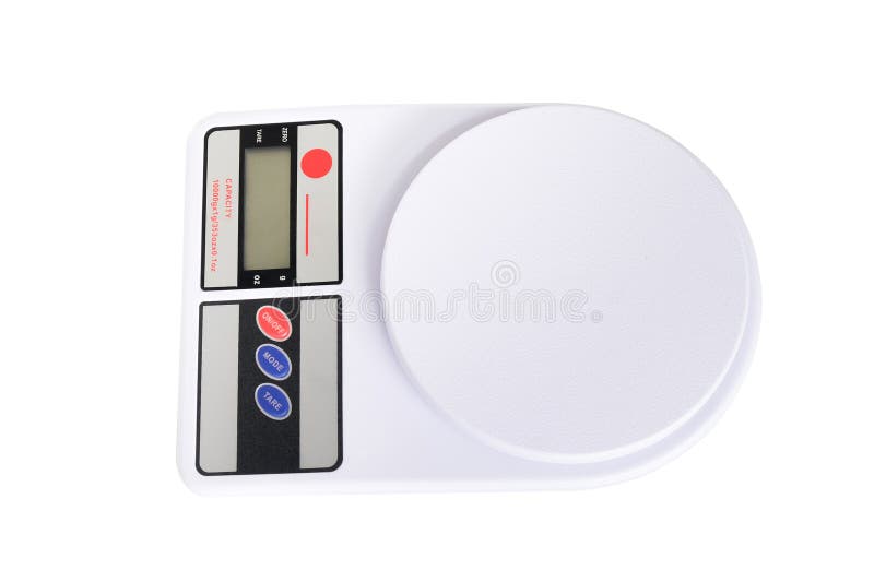 White Digital Kitchen Scale Machine for Weighing .clipping Path Stock ...