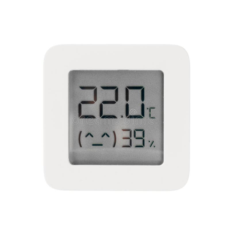 White Digital Thermometer Displaying 22 Degrees Celsius and 39 Percent ...