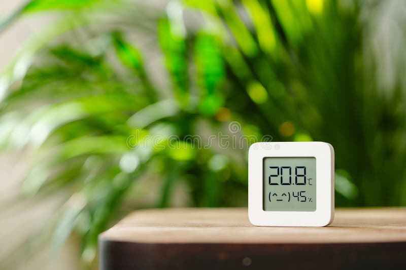 Digital Hygrometer Displaying Humidity Temperature Green Background ... Digital Hygrometer Displaying Humidity Temperature Green Background ...