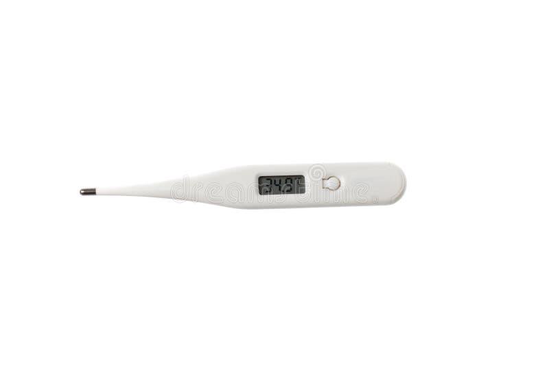 White Digital Thermometer Showing the Measured Temperature, Isolated on ...