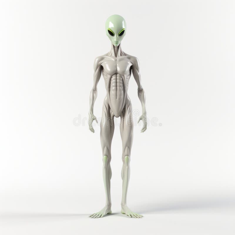 Realistic 3d Alien Humanoid Standing on White Background Stock ...
