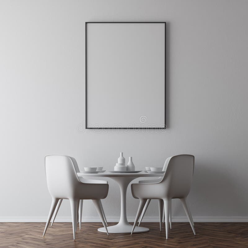 White Dining Room Table, Poster Stock Illustration - Illustration of ...