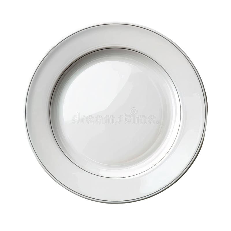 White Dinner Plate with Silver Rim - Isolated Stock Illustration ...