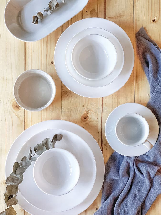 White dinnerware stock image. Image of white, table - 226954399