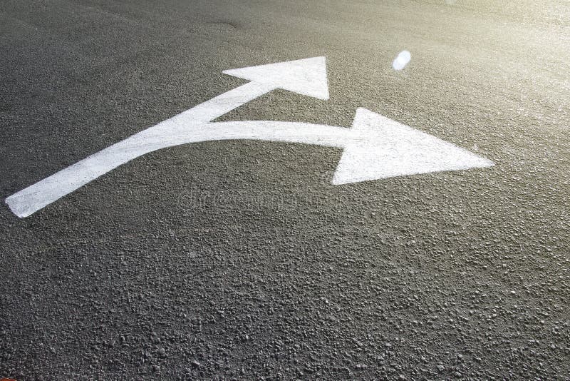 White Directional Arrows Marked on the Asphalt Stock Image - Image of ...