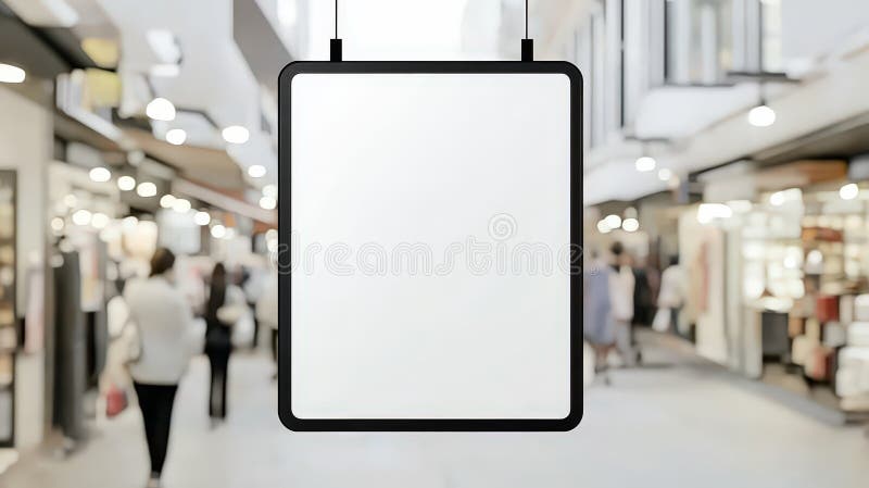 White Directional Sign Hanging from Ceiling in a Modern Shopping Mall ...