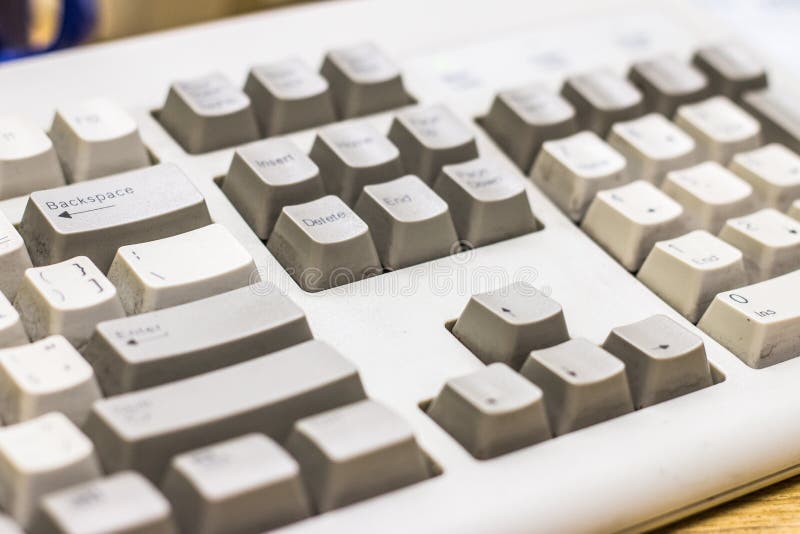 White and Dirty Keyboard of an Old Desktop Computer Stock Image - Image ...