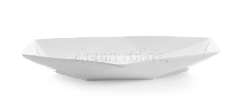 Empty White Dish for Food on White Background Stock Photo - Image of ...