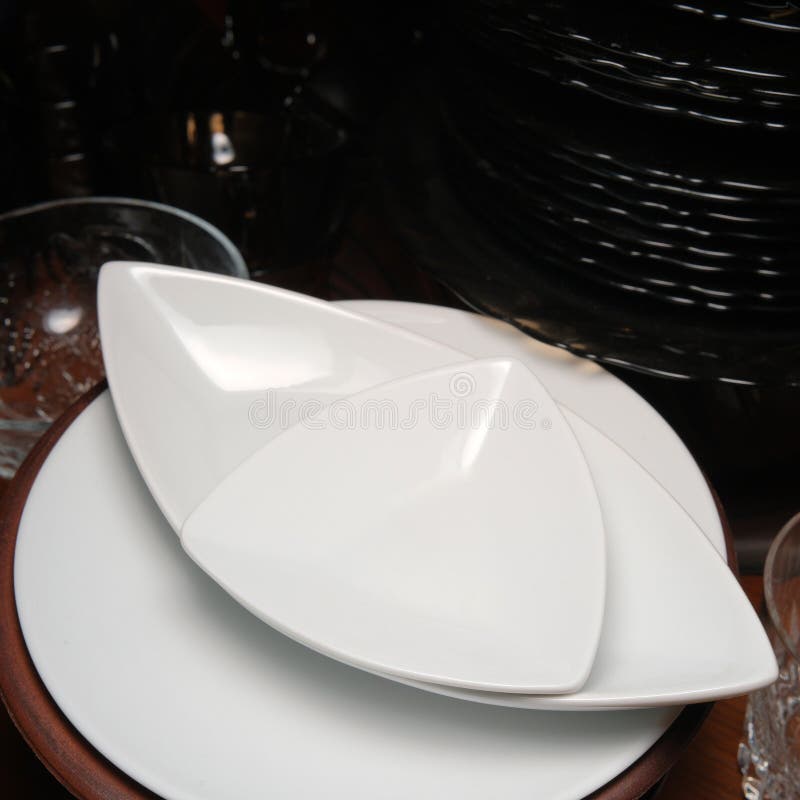 White Dishes in a Cozy Dining Scene Stock Image - Image of aesthetic ...