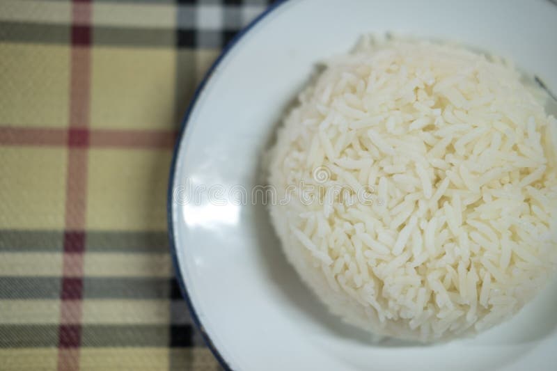 White Dish of Tasty Cooked White Rice Stock Image - Image of steamed ...