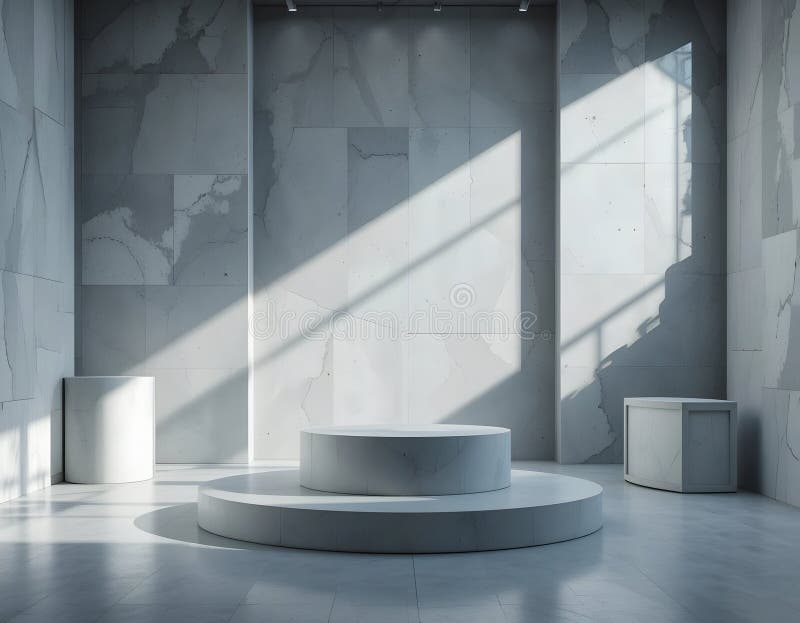 White Display Platforms Sunlight Minimalist Interior Space Stock Photos ...