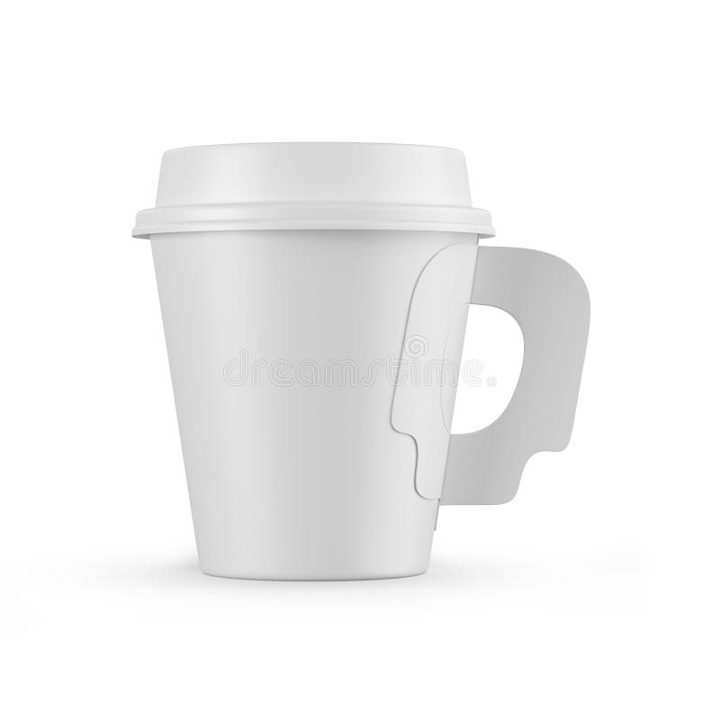 White Disposable Coffee Cup with Detachable Handle for Ergonomic Use ...