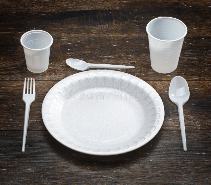 White Disposable Dishware Set Stock Photo - Image of empty, tableware ...