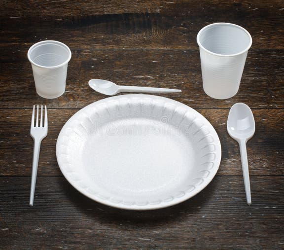 White Disposable Dishware Set Stock Photo - Image of empty, tableware ...