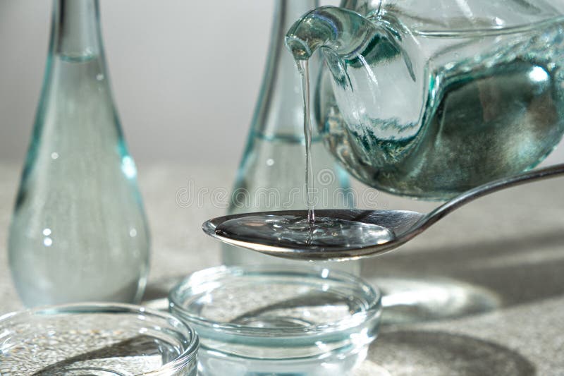 White Distilled Vinegar is Poured into Spoon Stock Photo - Image of ...