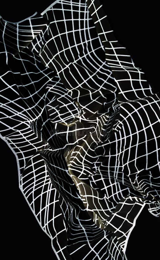 White Distored Lines on Black Paper. Stock Illustration - Illustration ...