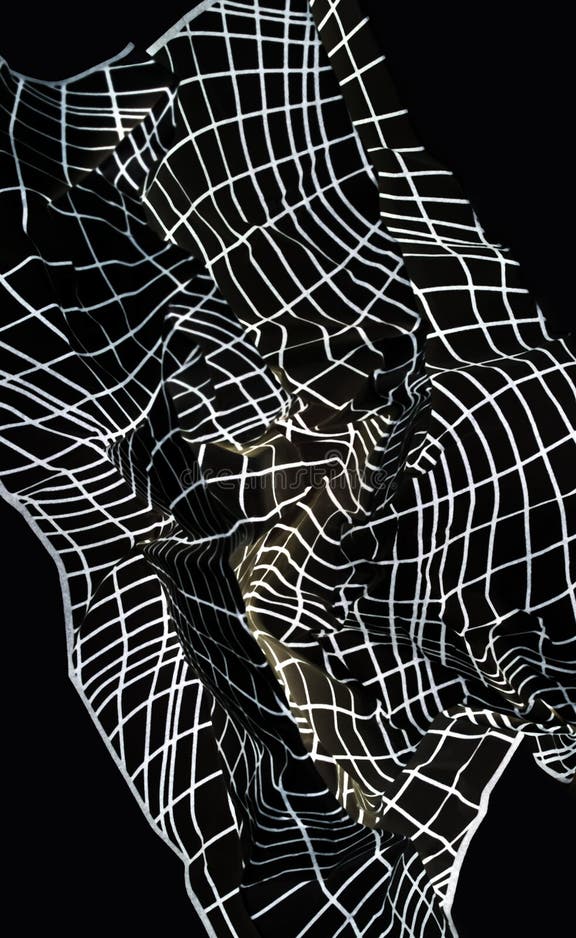 White Distored Lines on Black Paper. Stock Illustration - Illustration ...