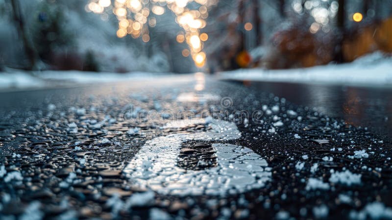White Dividing Lines on a Black Asphalt Road with 2023, 2024, and 2026 ...