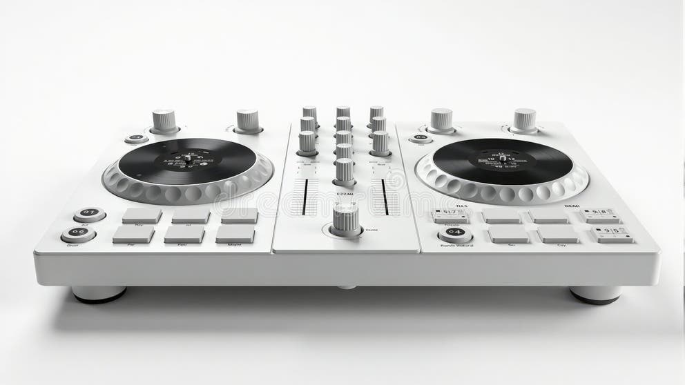 White Dj Controller Close-Up Against White Stock Illustration ...