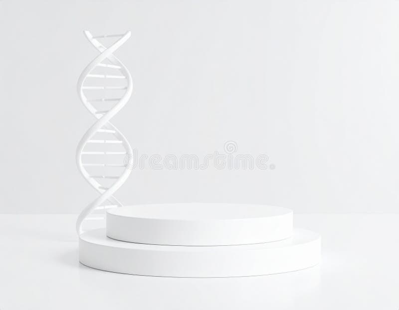 White DNA Helix on Circular Platform Stock Illustration - Illustration ...