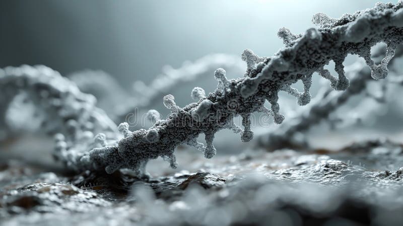 White DNA Molecules on String 3D Model on Blurry White Background Stock ...