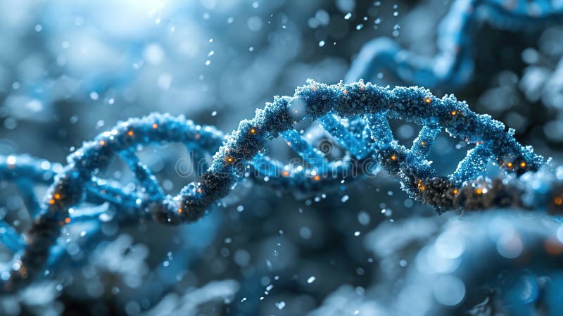 White DNA Molecules on String 3D Model on Bokeh Blur Background Stock ...