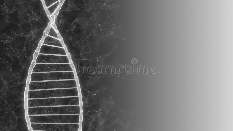 White Dna Strands and Genetic Spiral Rotating on Dark Grey Gradient ...