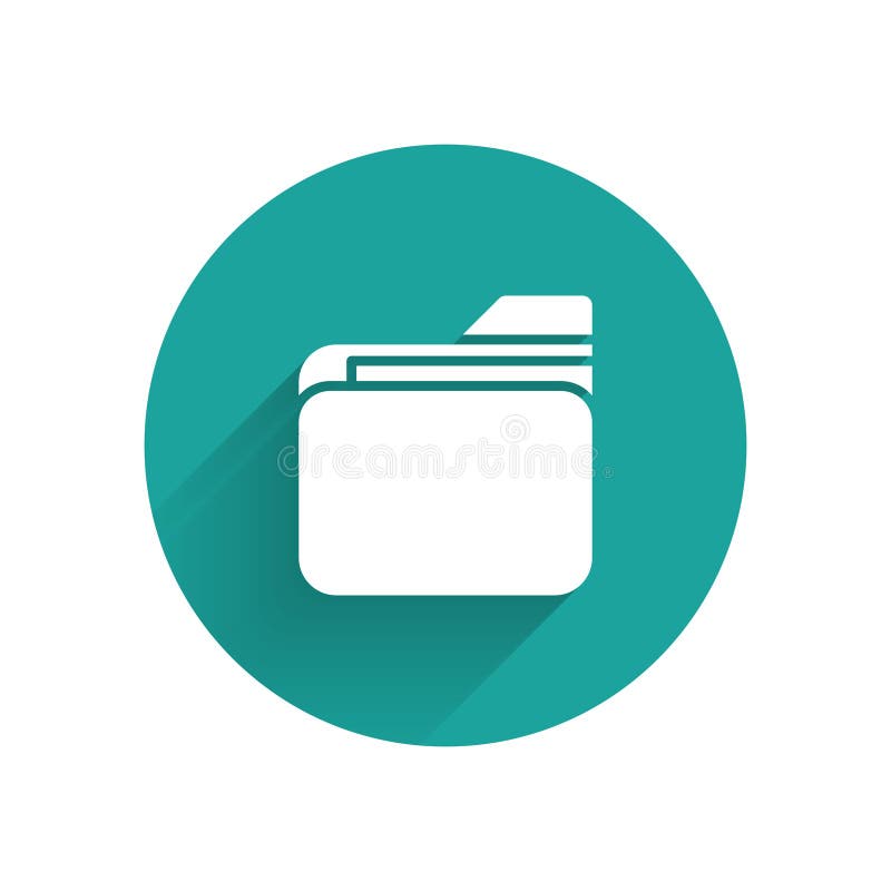 White Document Folder Icon Isolated with Long Shadow. Accounting Binder ...
