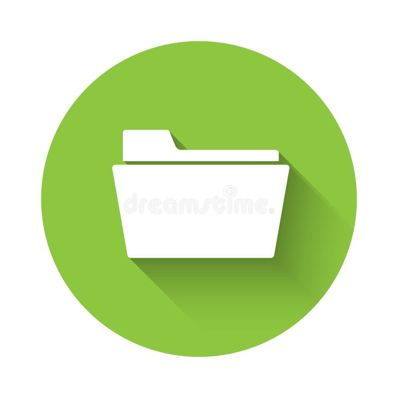 White Document Folder Icon Isolated with Long Shadow. Accounting Binder ...