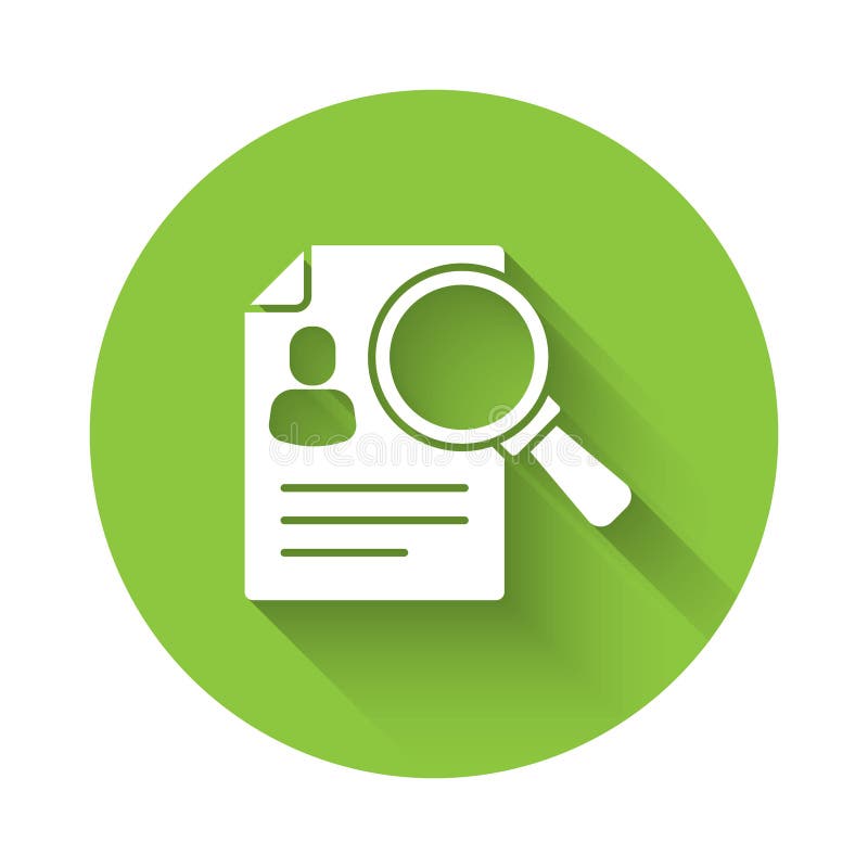 White Document, Paper Analysis Magnifying Glass Icon Isolated with Long ...