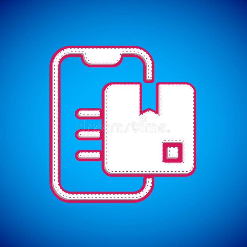 White Document Tracking Marker System Icon Isolated on Blue Background ...