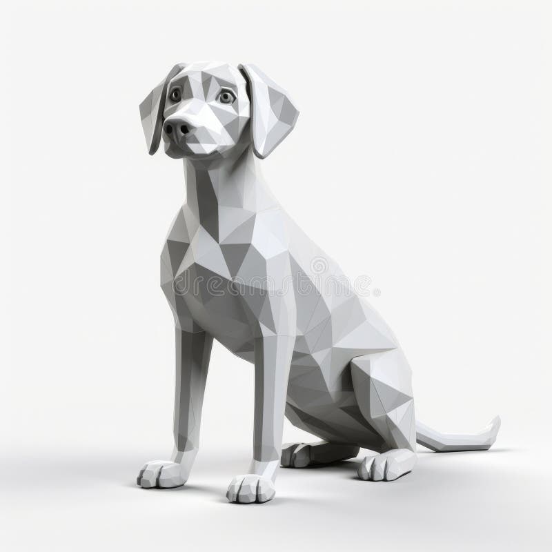 Low Poly Triangular Dog Sculpture with Realistic Detail Stock ...