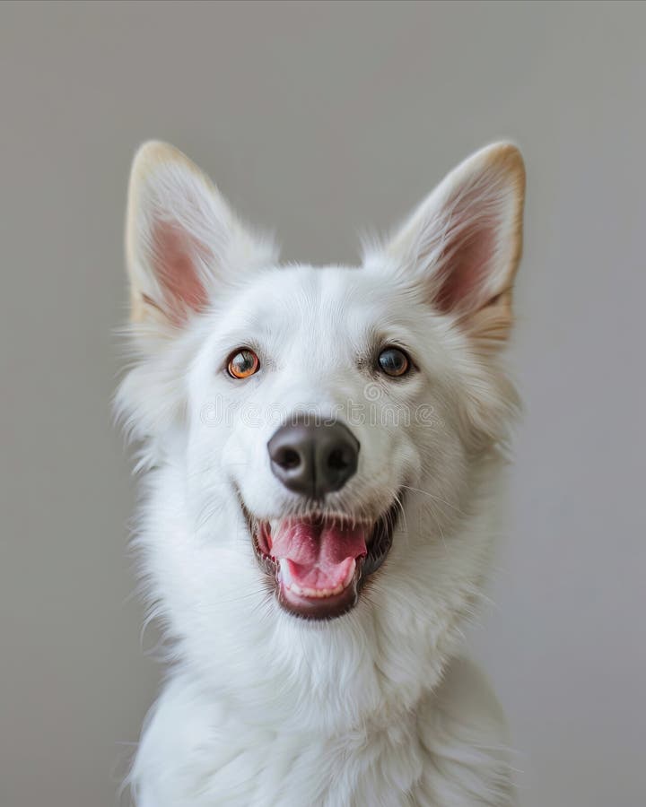 A White Dog with a Big Smile on His Face Stock Image - Image of wide ...