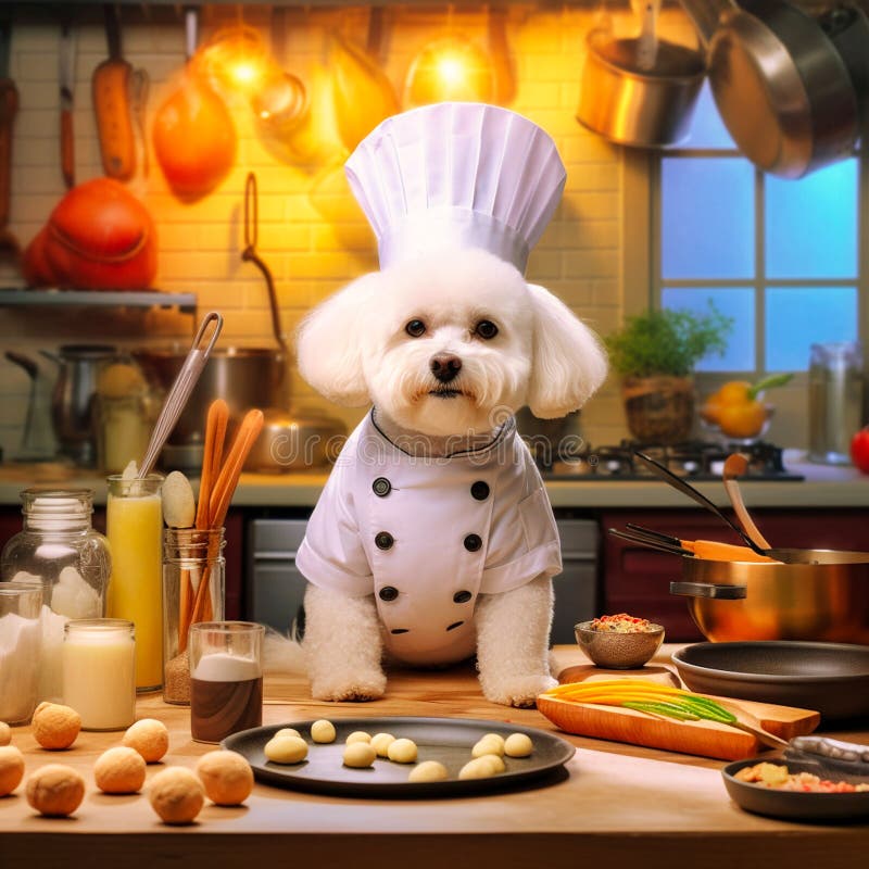 White Dog Cook, Generative AI Stock Illustration - Illustration of ...