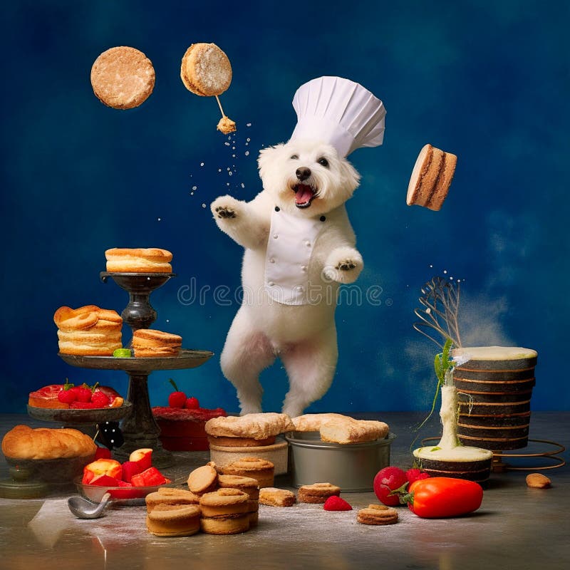 White Dog Cook, Generative AI Stock Illustration - Illustration of ...