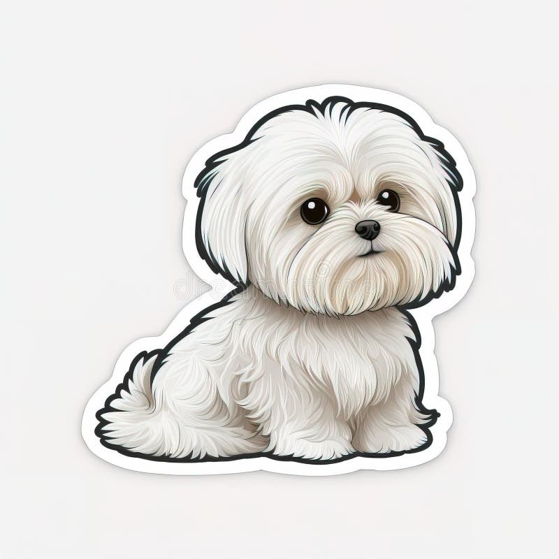 A White Dog Sticker with a Black Outline of a Small Dog S Face and a ...