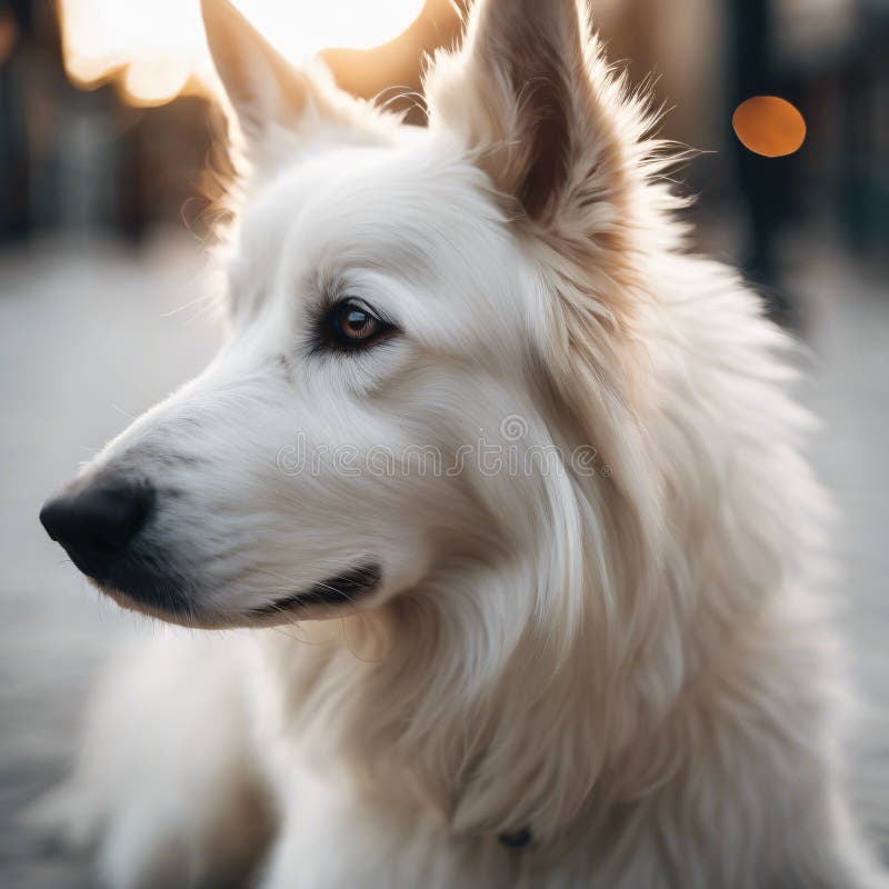 White dog in sunset glow stock illustration. Illustration of outdoors ...