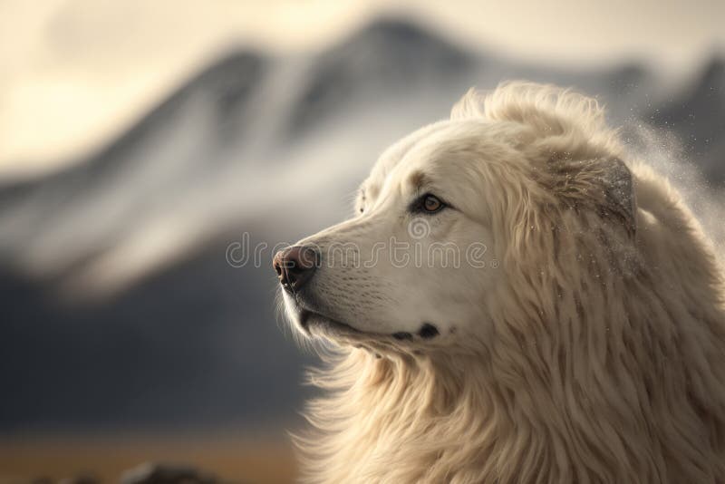 White Dog in the Wind in Winter. Generative AI Stock Image - Image of ...