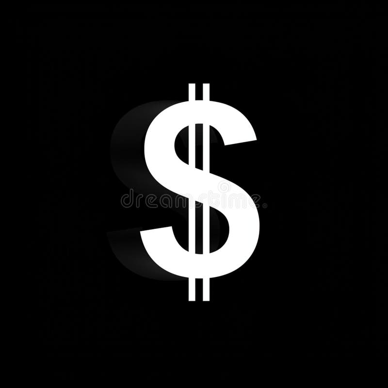 White Dollar Sign ($) Symbol Set Against a Solid Black Background. the ...