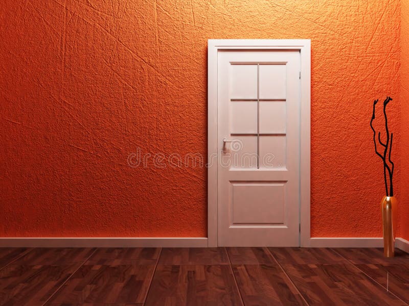 White Door in the Empty Room Stock Illustration - Illustration of home ...