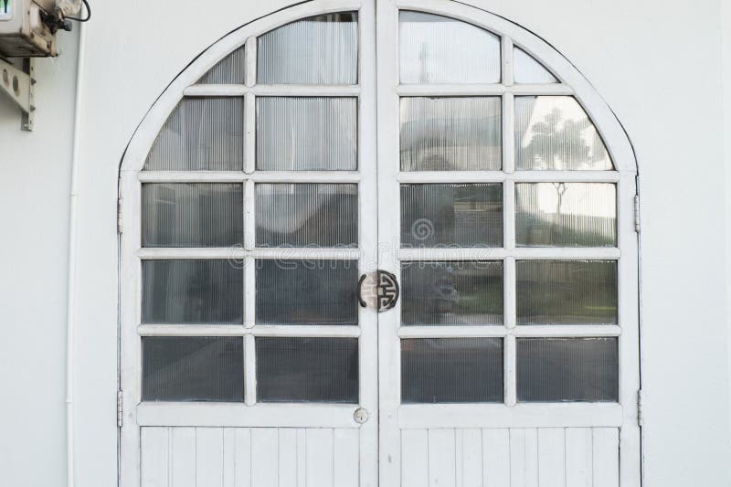 White Door of Home with Arch Design,curve Details Stock Photo - Image ...