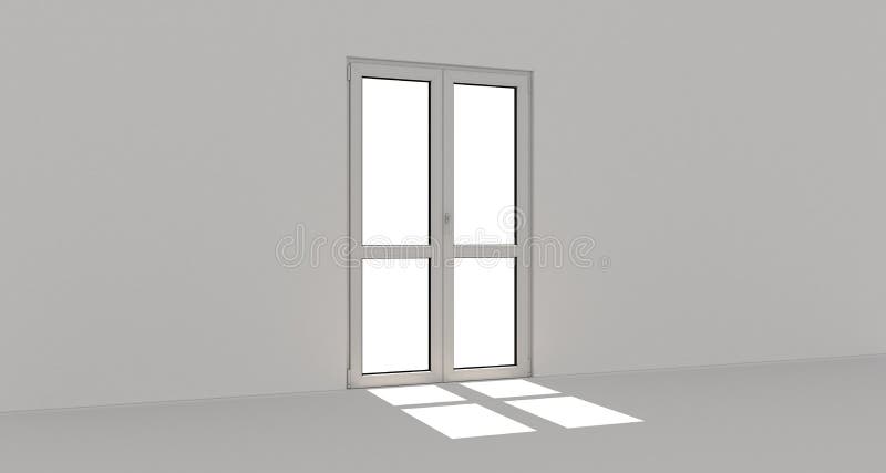 White Door. White Wall. 3d. 3D Render Stock Illustration - Illustration ...