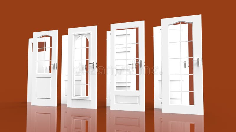 White doors choice stock photo. Image of plastic, reflection - 25238944