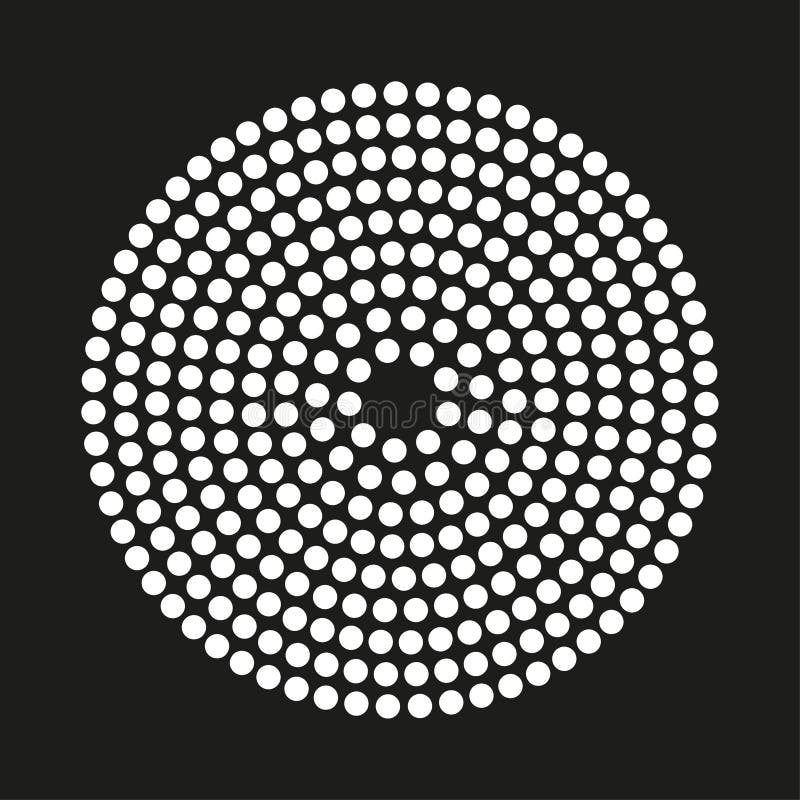 White Dot Circle on Halftone Dark Background. Round Shape. Vector ...