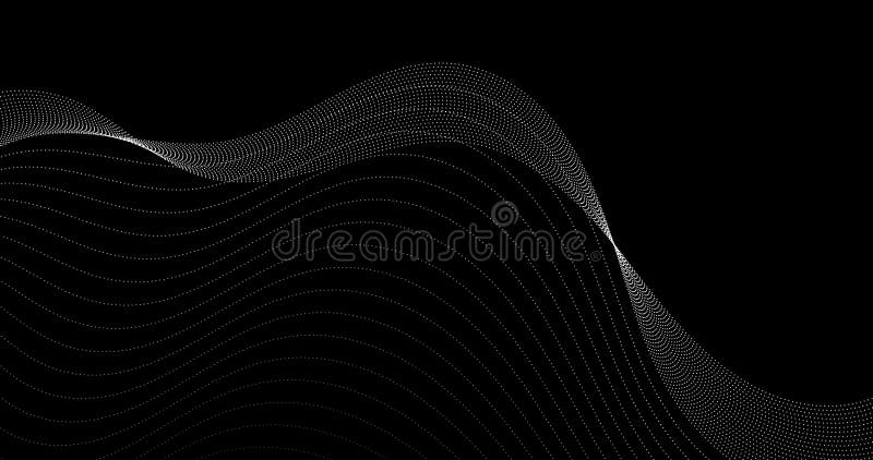 White Abstract Parallel Lines of Particles Wave on Black Background ...