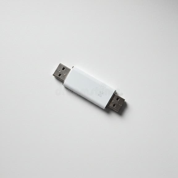 White Double-ended USB Adapter Featuring Two Metal USB Connectors on ...